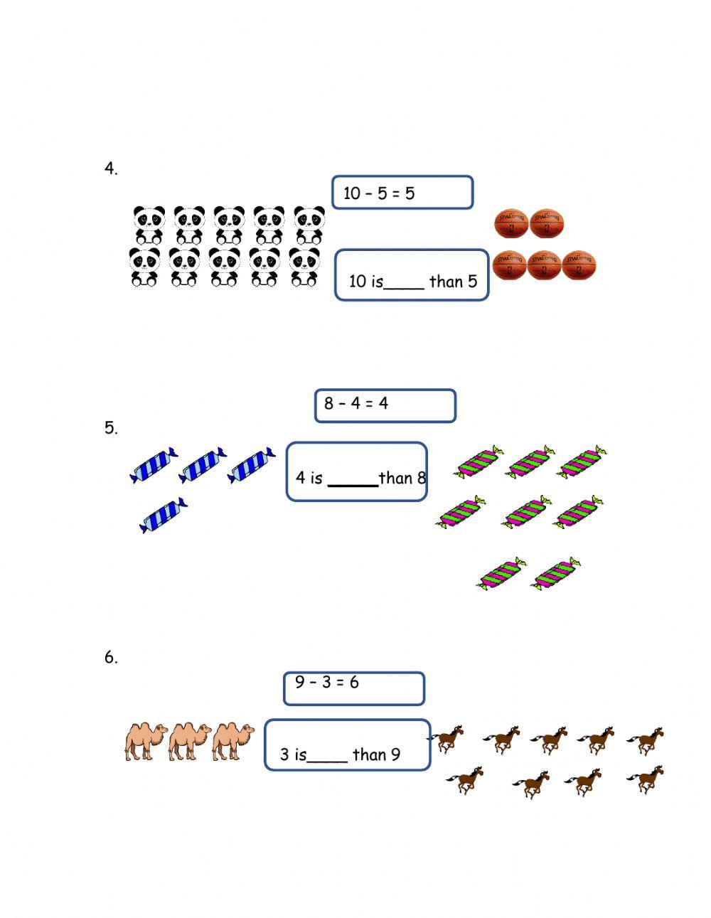 Compare Groups of Numbers | LiveWorksheets | 460592