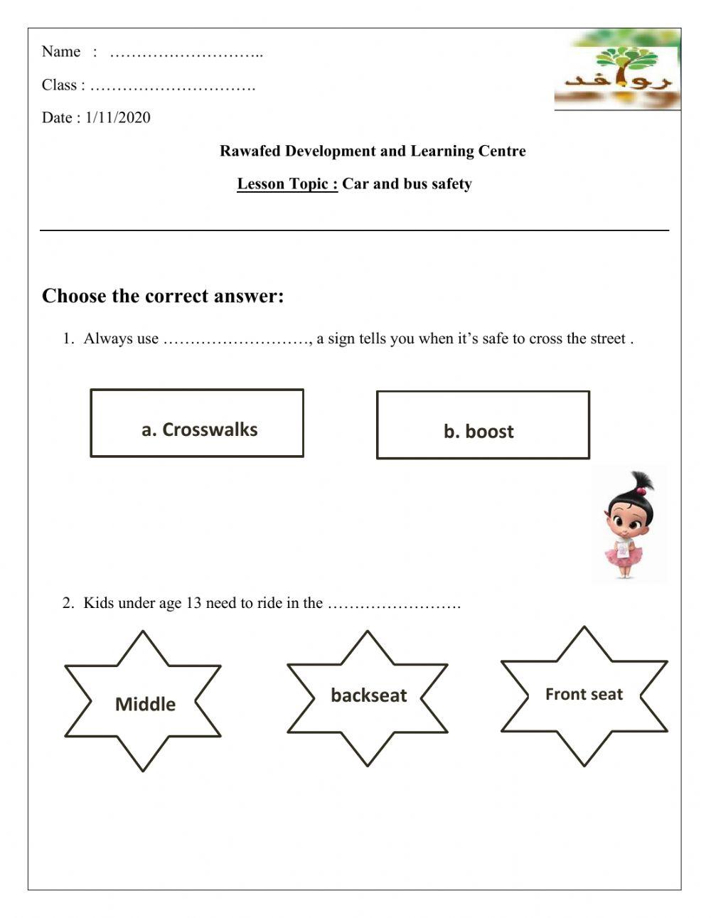 Car and bus safety worksheet | Live Worksheets