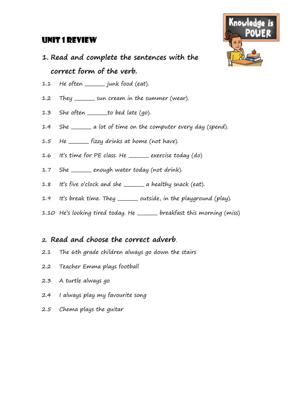Unit 1 review II worksheet | Live Worksheets