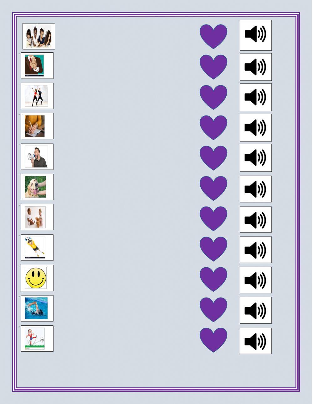 Action verbs 2 audio interactive worksheet | Live Worksheets