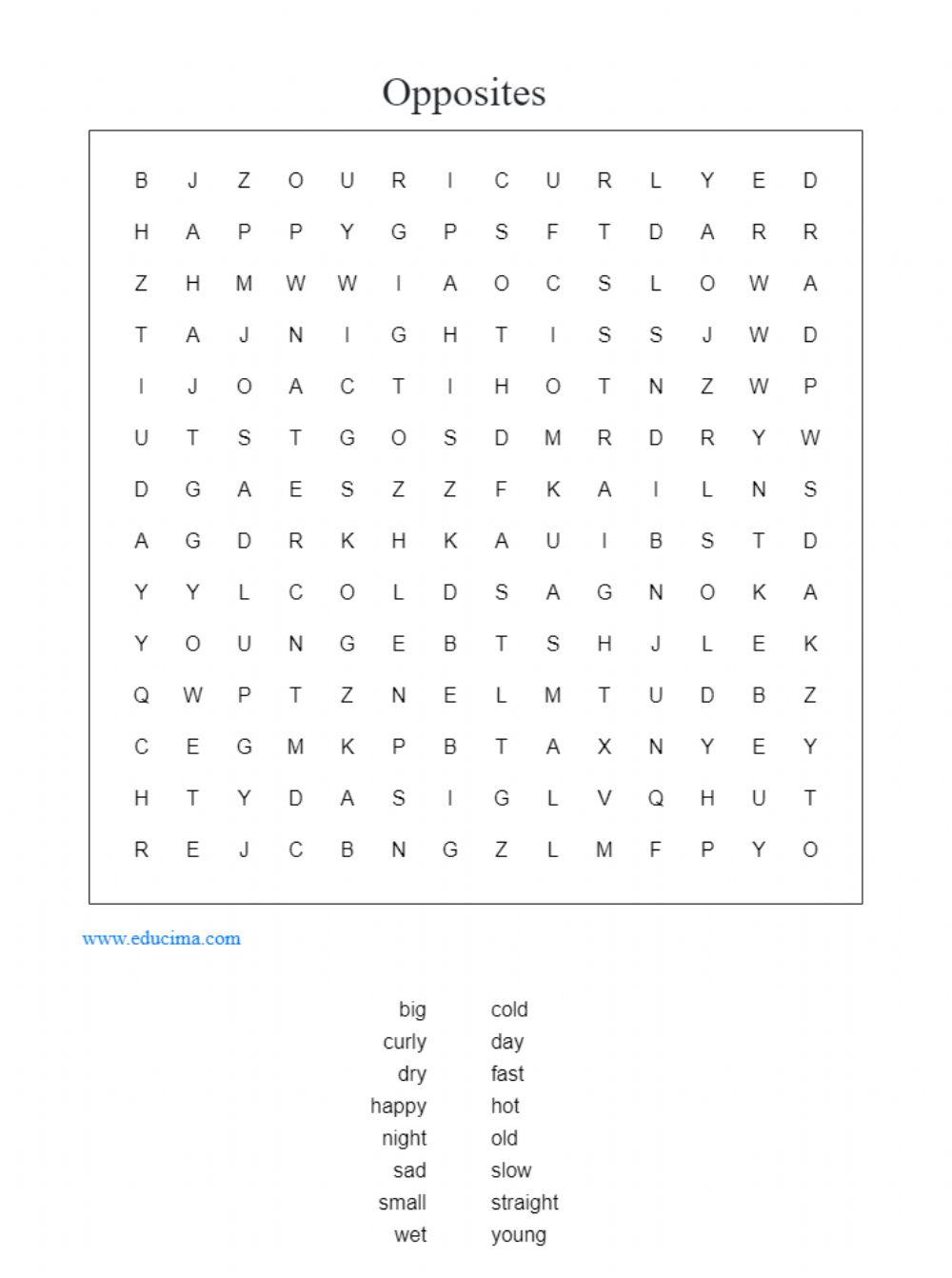 Opposites online exercise for A1 | Live Worksheets