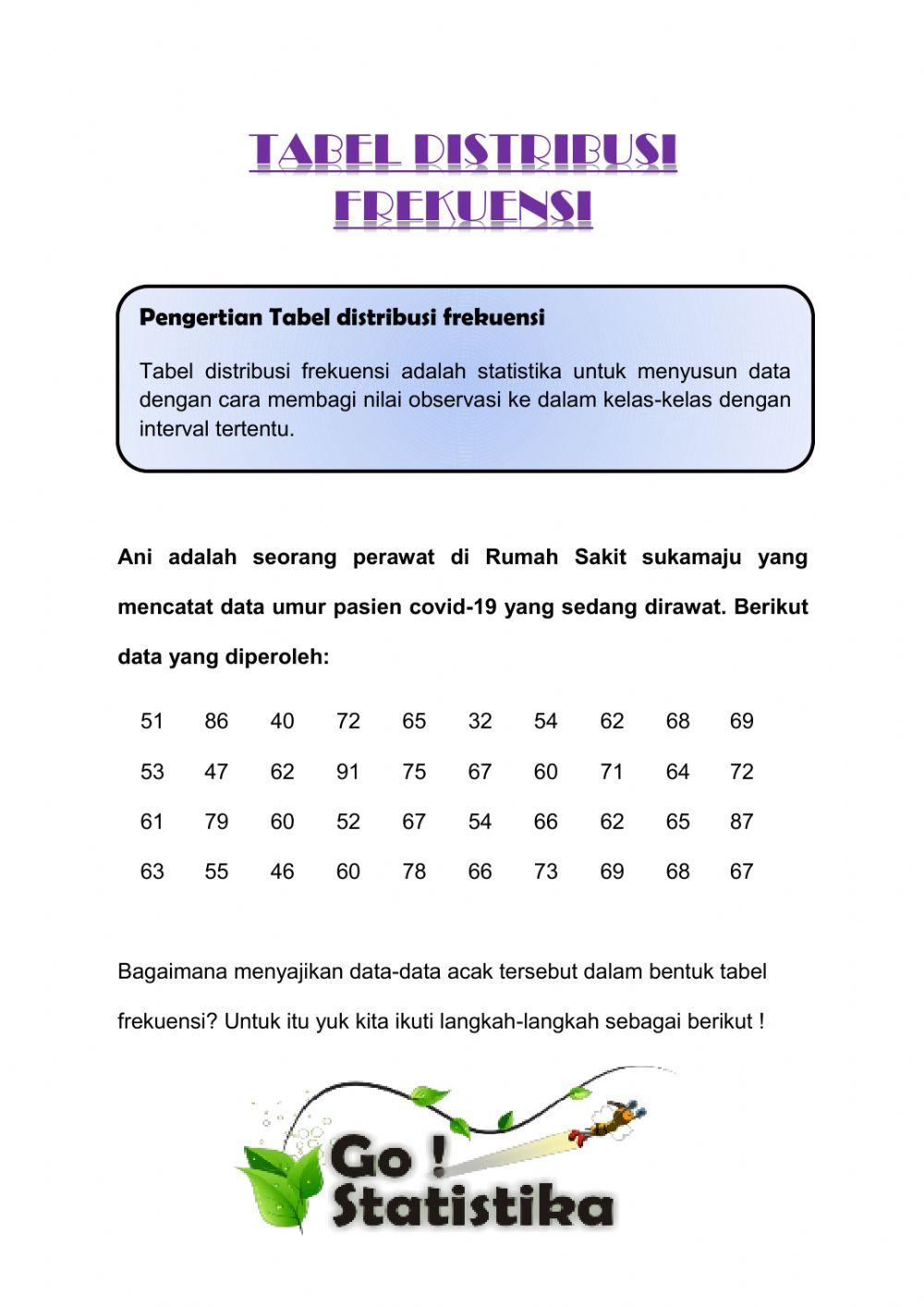 Statistika (Tabel Frekuensi) worksheet | Live Worksheets
