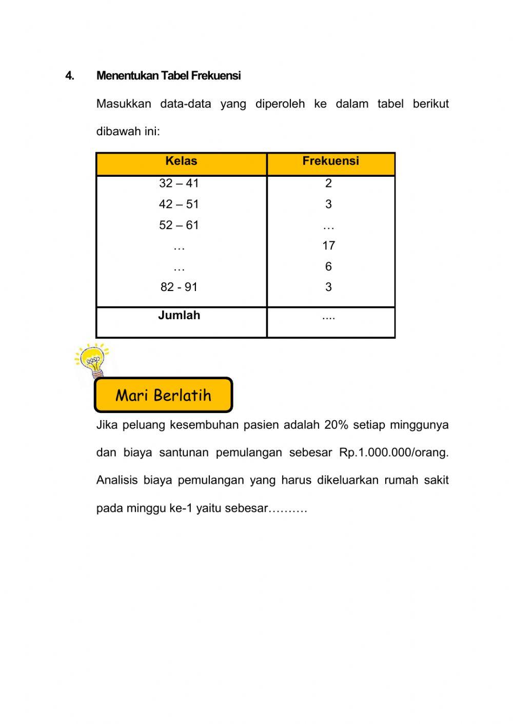 Statistika (Tabel Frekuensi) worksheet | Live Worksheets