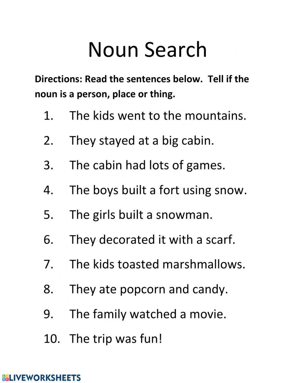 Nouns interactive exercise for 3 | Live Worksheets