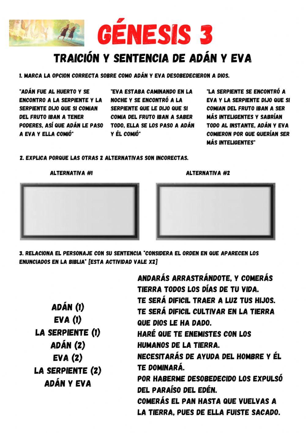 Génesis 3 worksheet | Live Worksheets