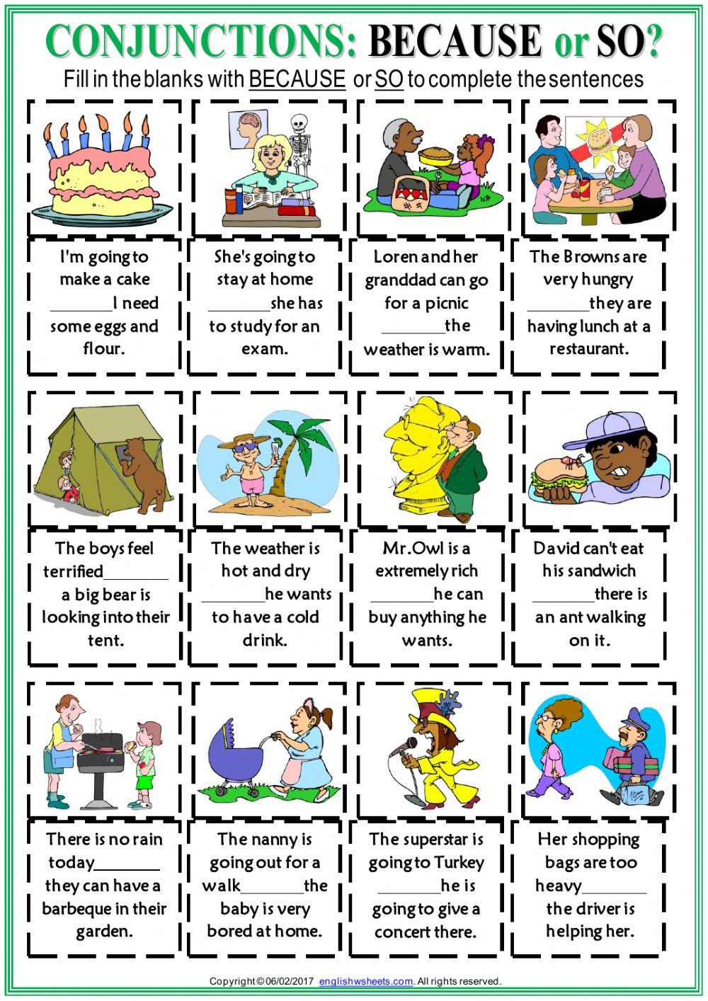 So and Because worksheet | Live Worksheets