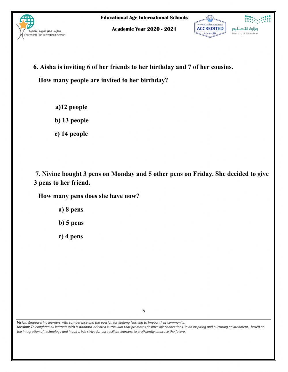 Week 6 revision worksheet for quiz on 6 OCT worksheet | Live Worksheets
