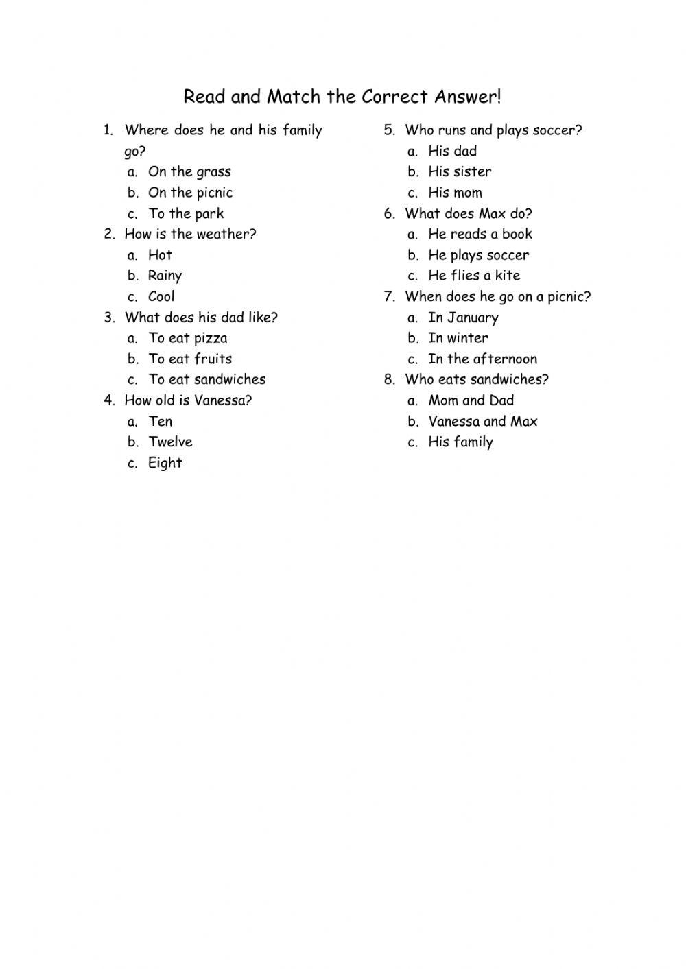 Reading 2 online exercise | Live Worksheets