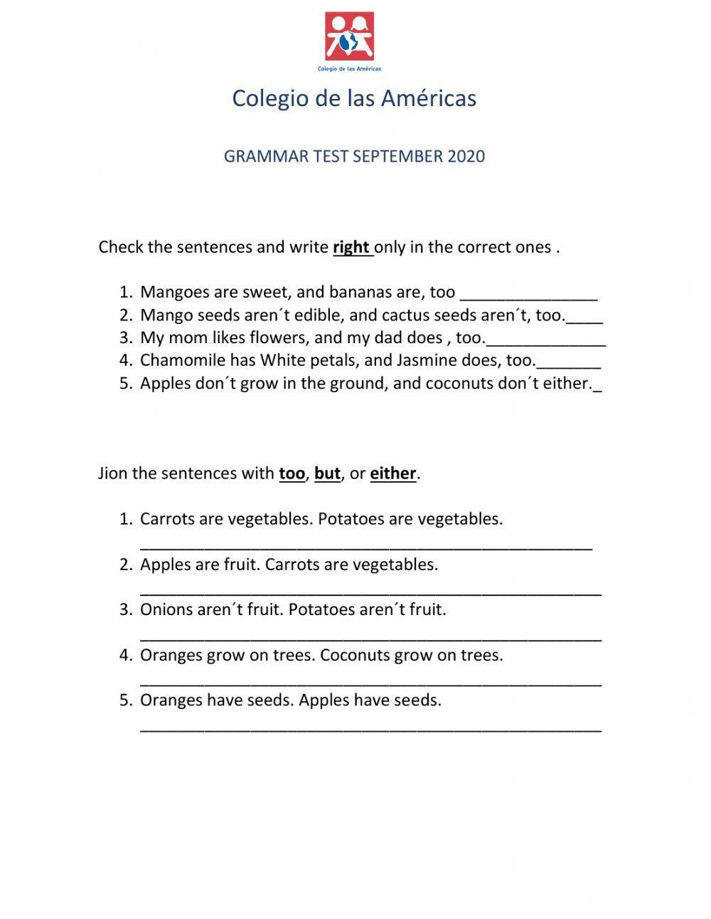 Uses of too and… | Free Interactive Worksheets | 401395