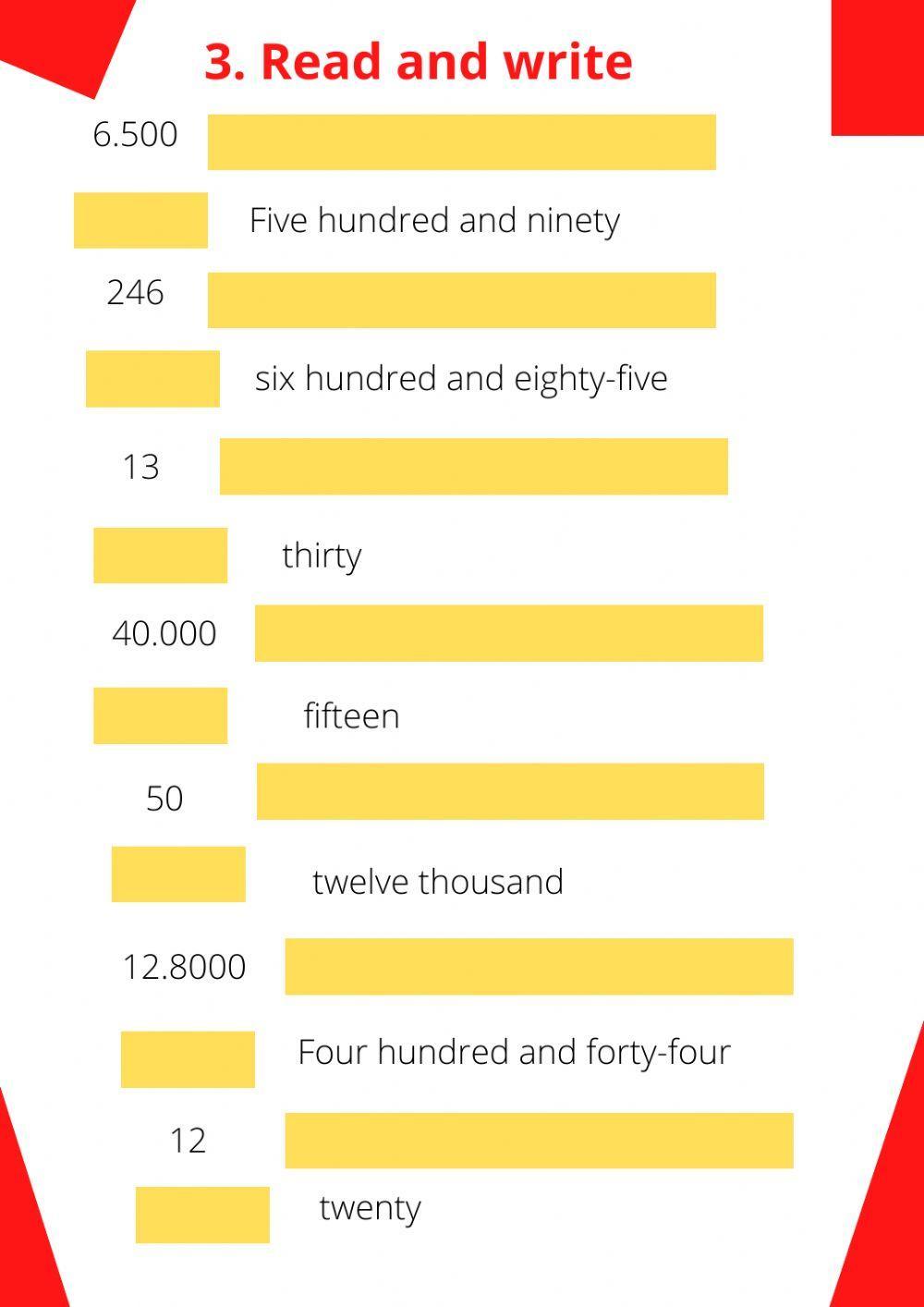 Numbers | LiveWorksheets | 401873