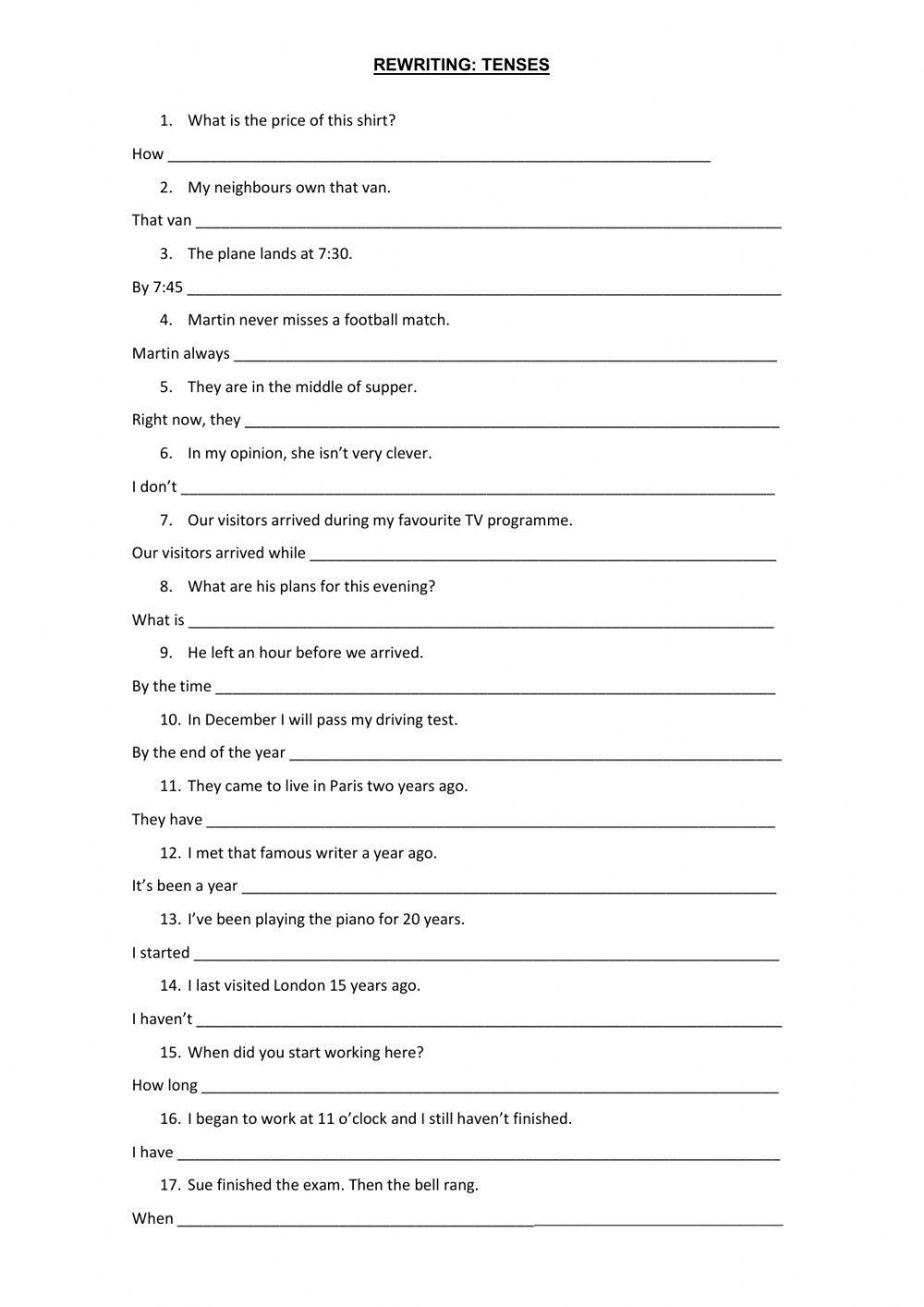 401869 Rewriting Tenses CONMARPA LiveWorksheets 401869-rewriting-tenses-conmarpa-liveworksheets