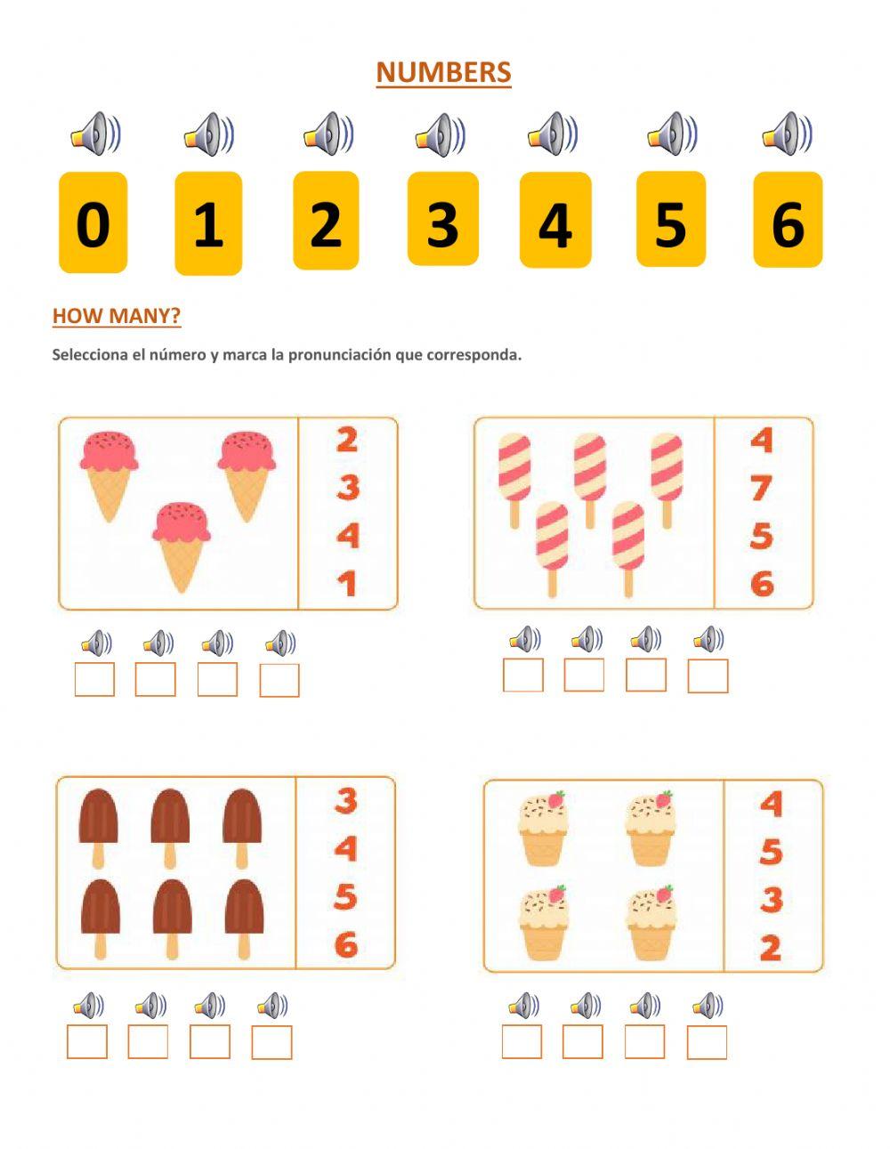 Numbers 0 to 6 interactive worksheet | Live Worksheets