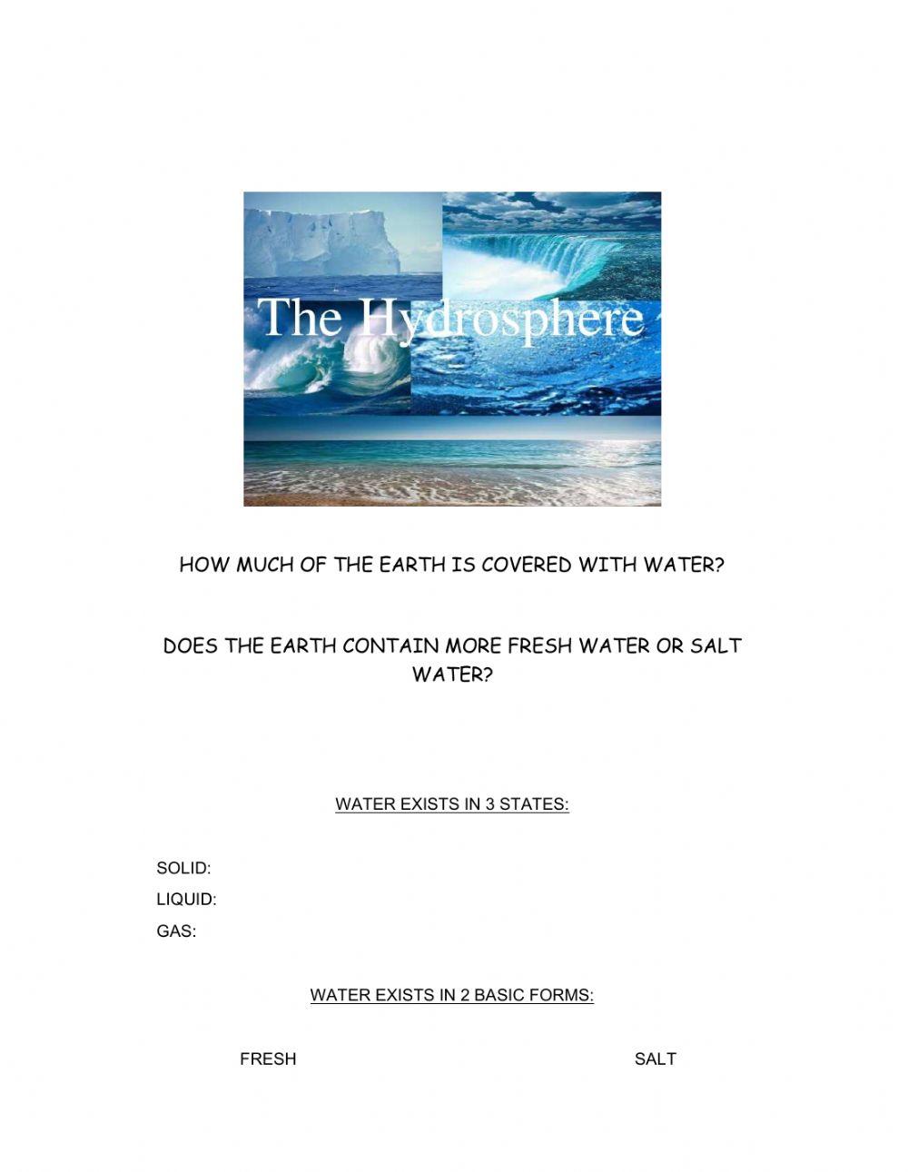 Water worksheet for 5 | Live Worksheets