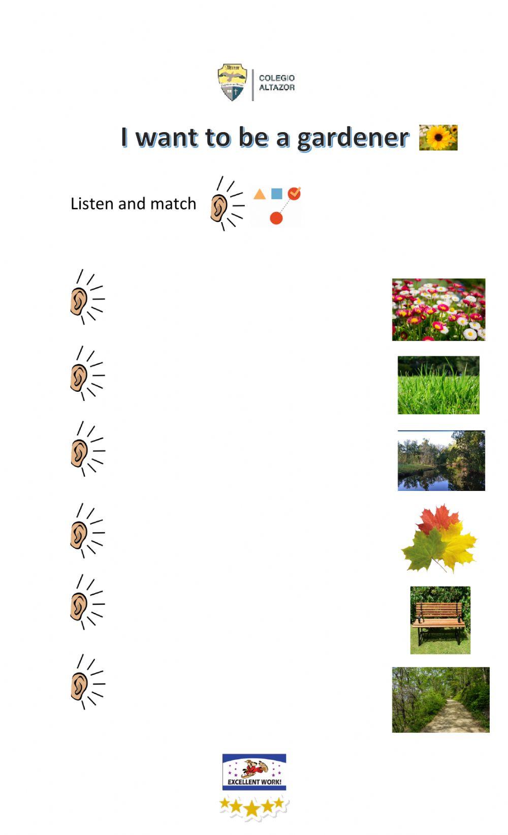 I want to be a gardener worksheet | Live Worksheets