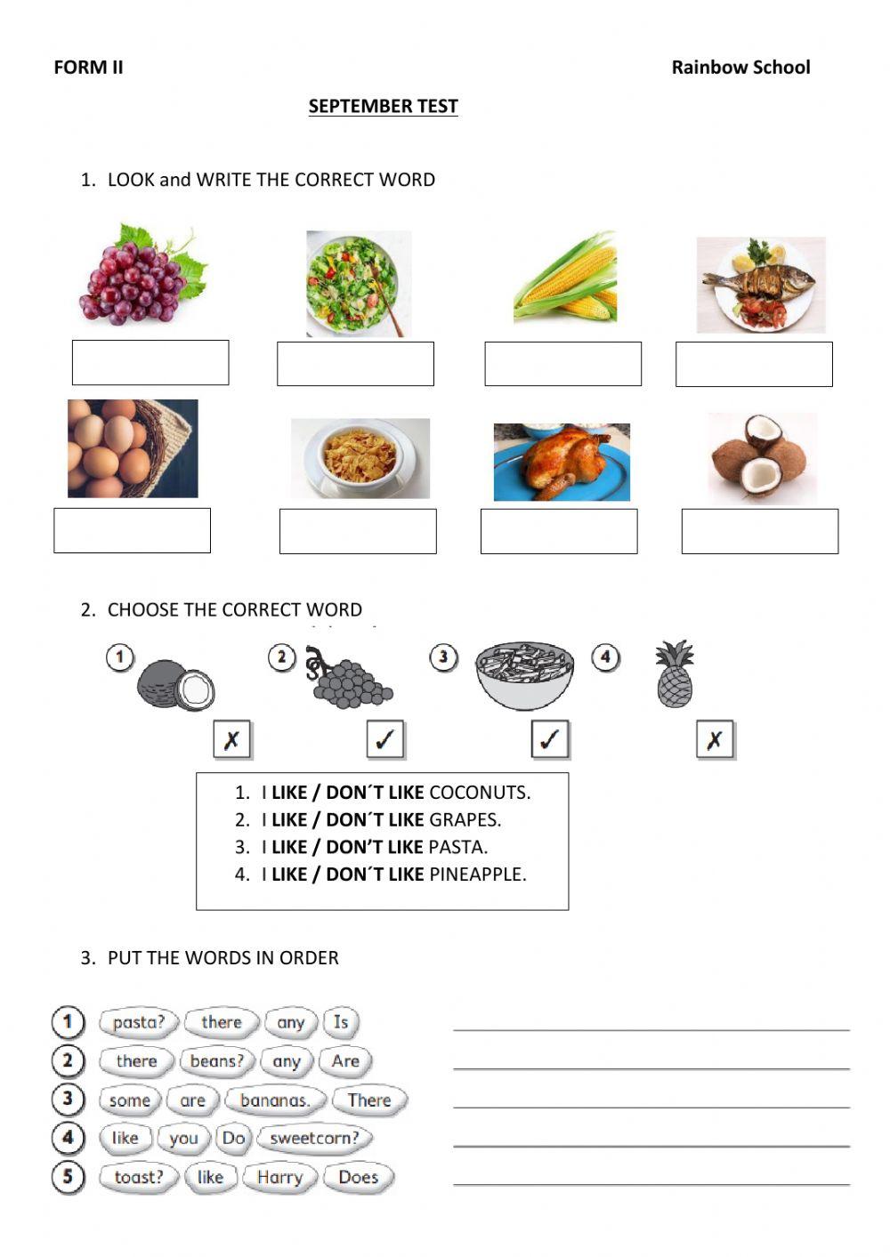 September test - form ii worksheet | Live Worksheets