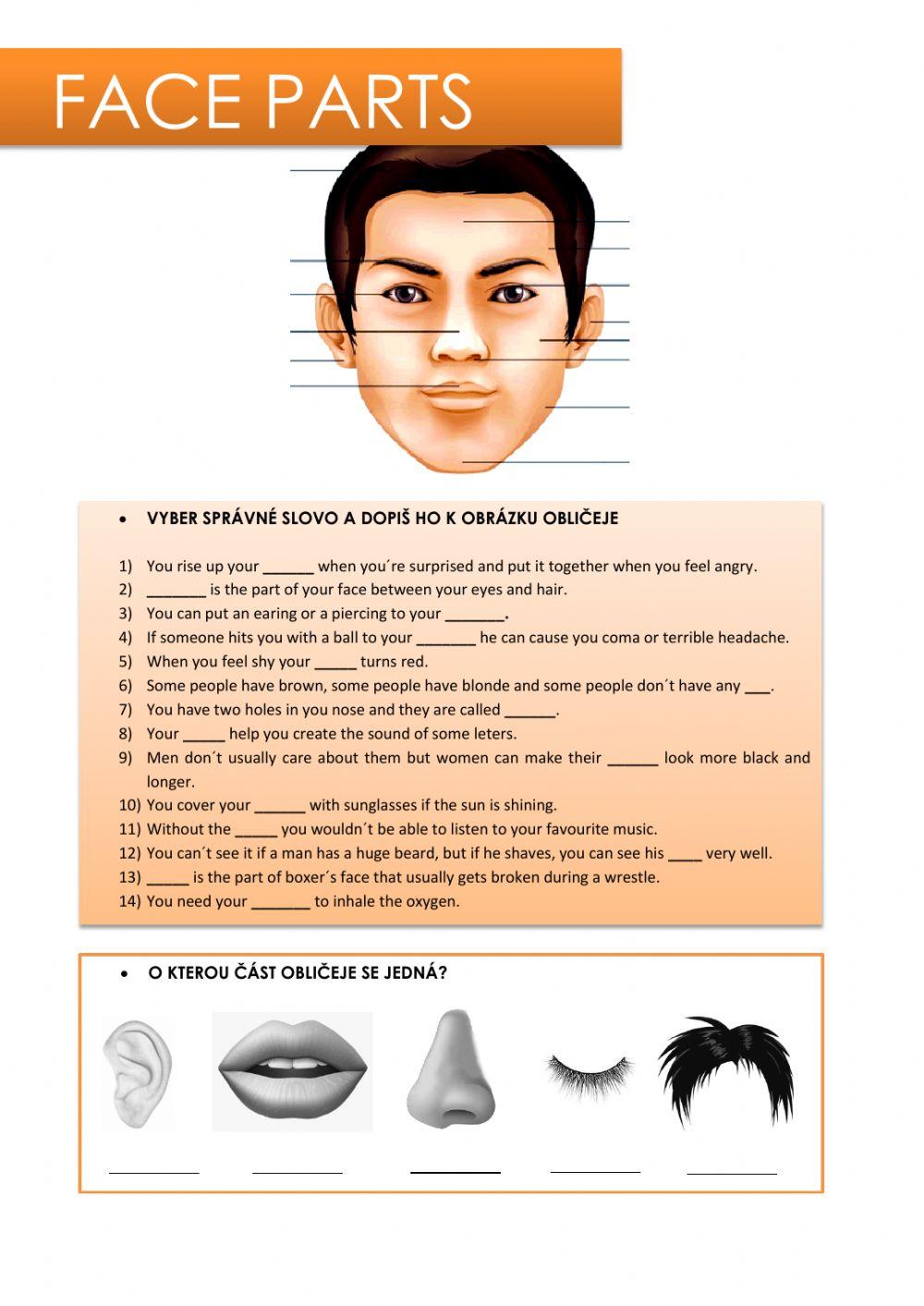 Face parts online exercise for A2 | Live Worksheets
