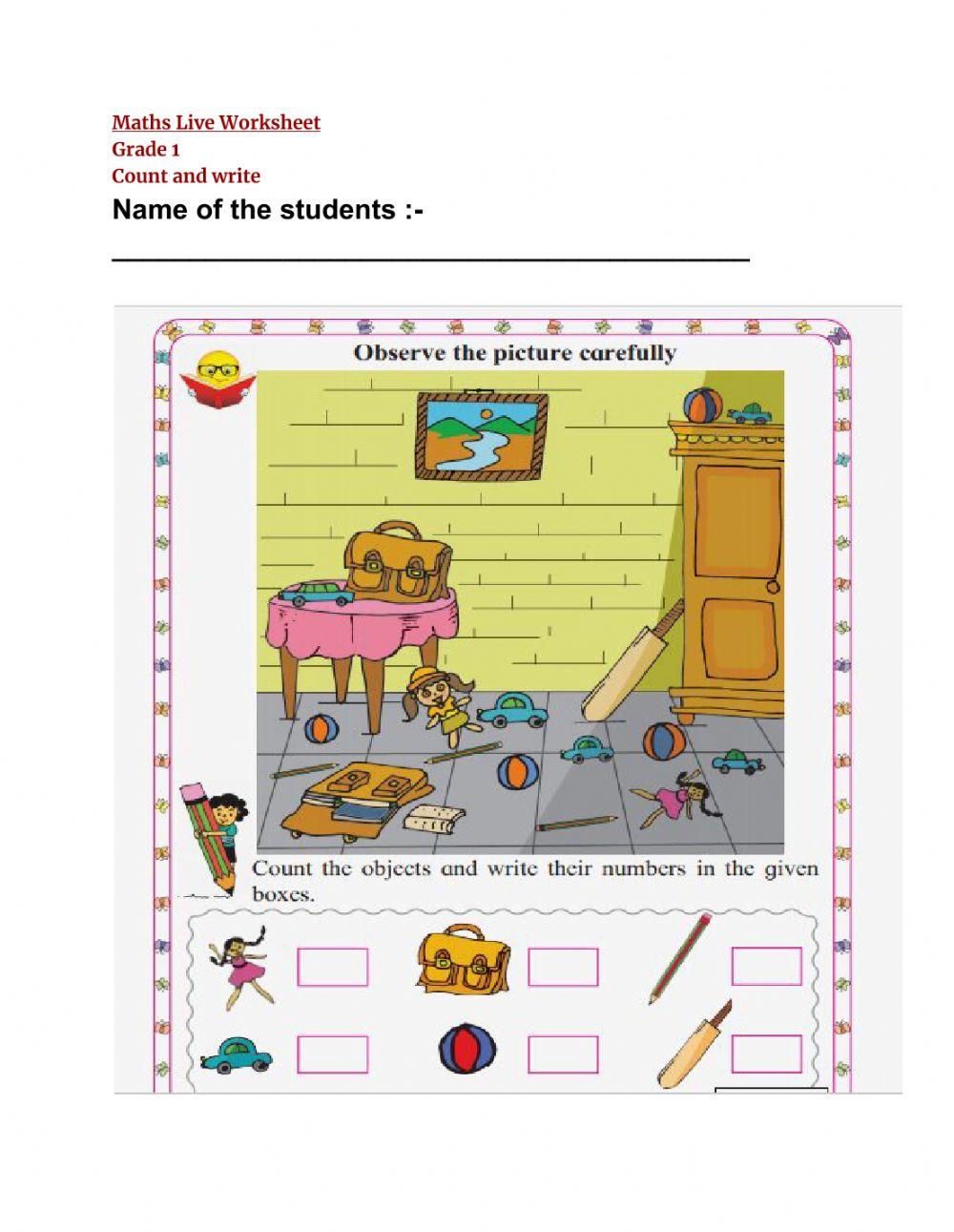 Maths online exercise for 1 | Live Worksheets