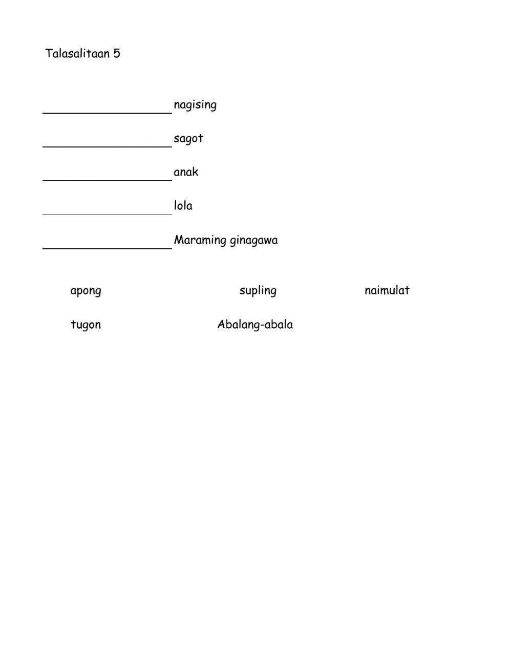 Filipino - Tala… | Free Interactive Worksheets | 6110525