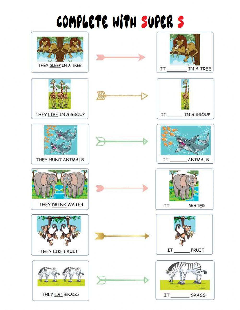 Third person singular exercise | Live Worksheets