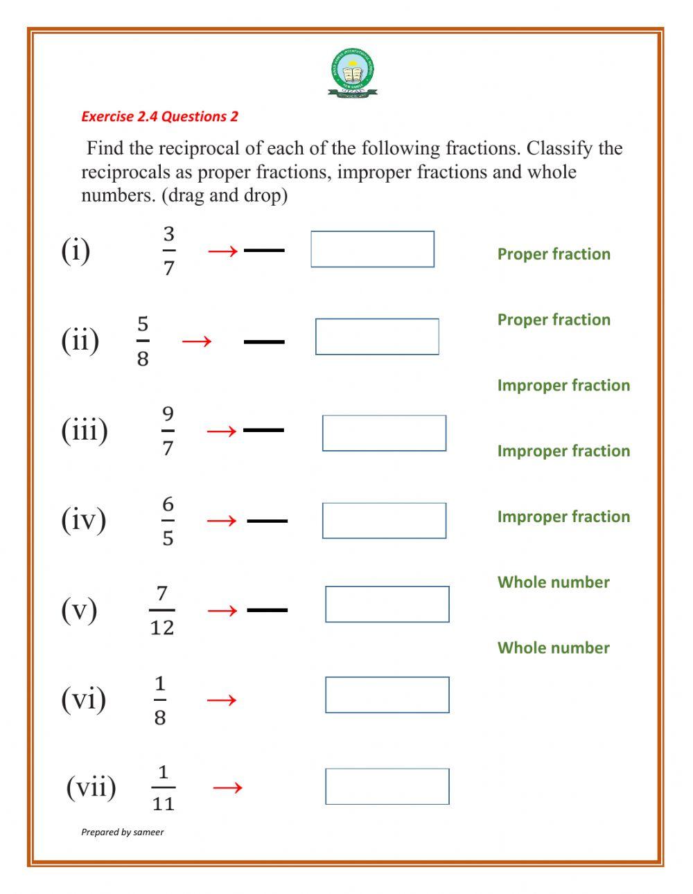 404223 | Fraction | sameer20 | LiveWorksheets