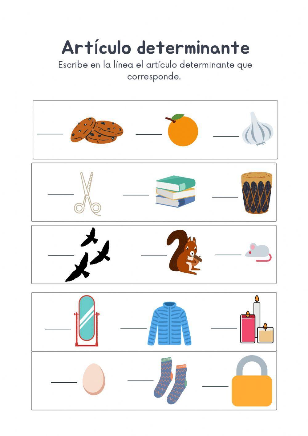 Artículos determinantes worksheet | Live Worksheets