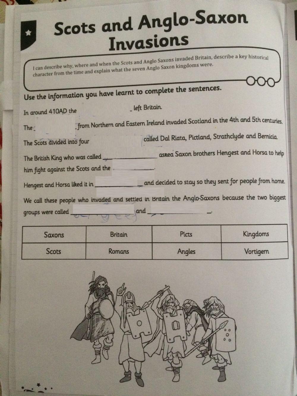 Scots and Anglo Saxons Invasions worksheet | Live Worksheets