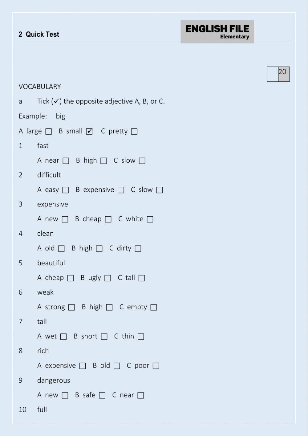 Elementary Test… | Free Interactive Worksheets | 405149