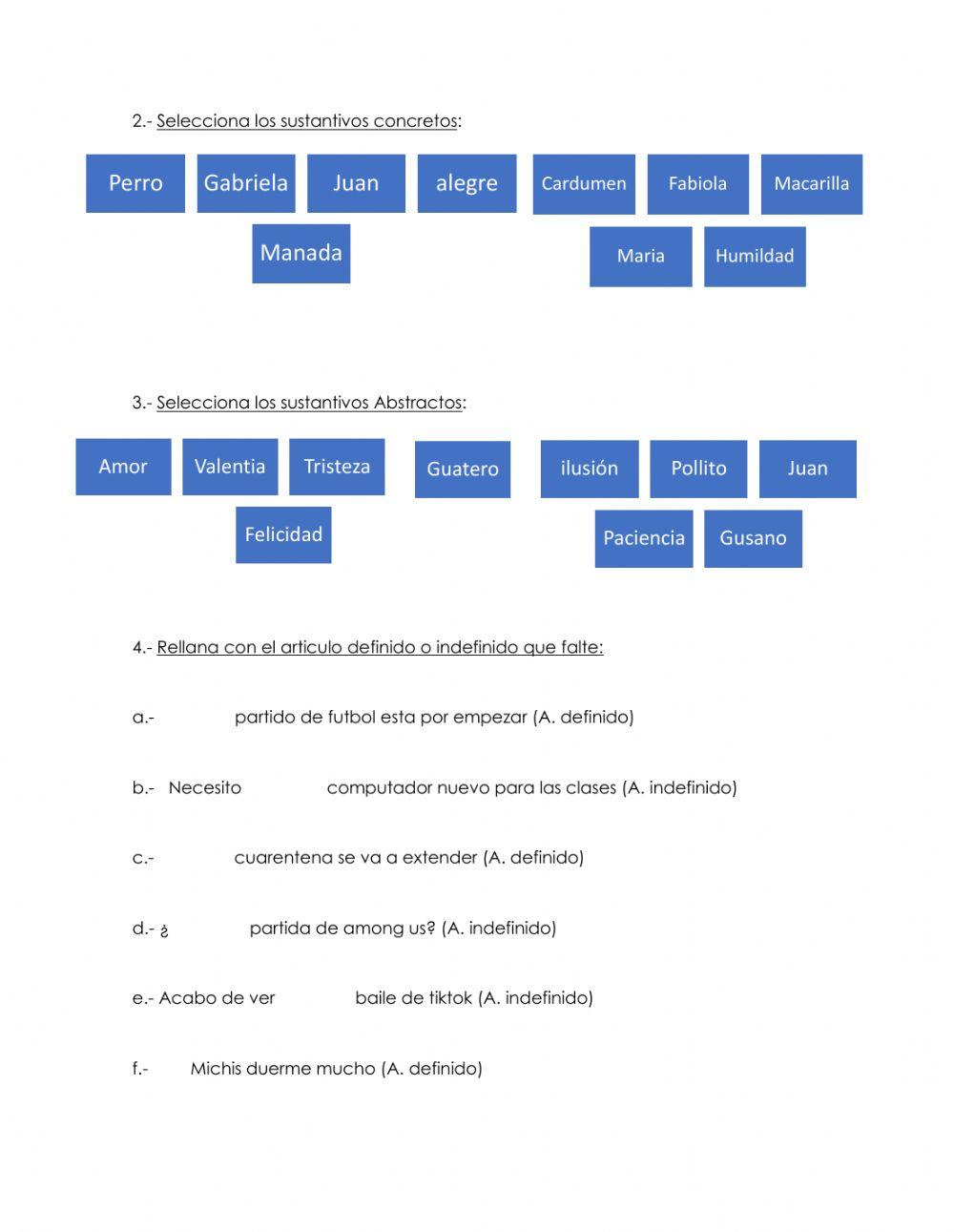 Gramática interactive activity for 5to básico | Live Worksheets