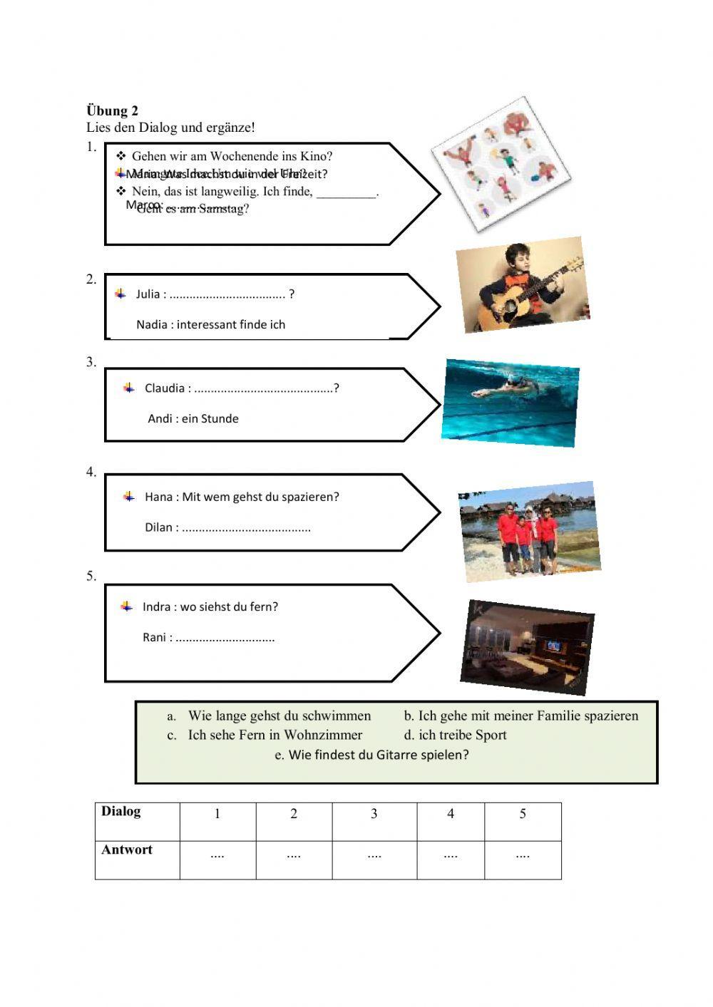 Freizeit online activity | Live Worksheets