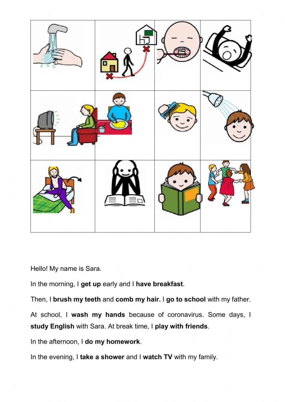 Daily routines online exercise for 4 | Live Worksheets