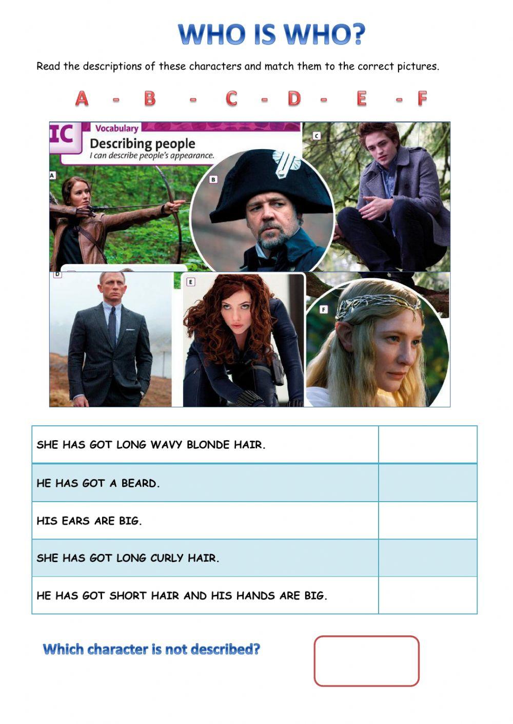 Physical Descriptions activity for elementary | Live Worksheets