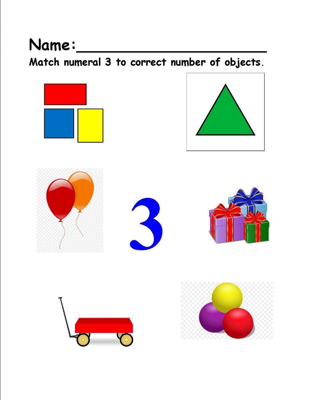 Matching Number 3 worksheet | Live Worksheets
