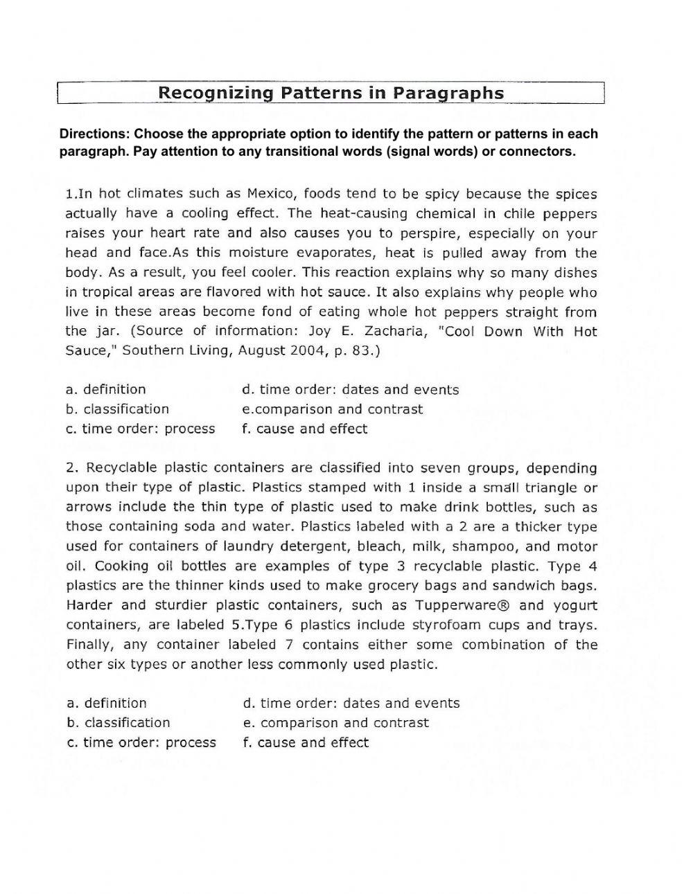 Rhetorical Patterns worksheet | Live Worksheets