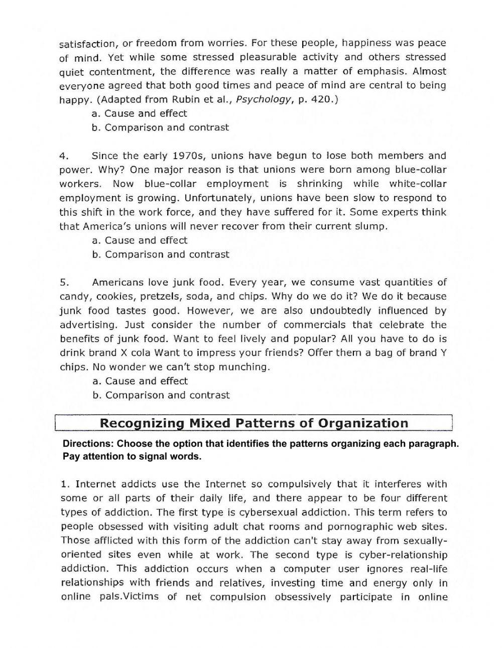 Rhetorical Patterns worksheet | Live Worksheets
