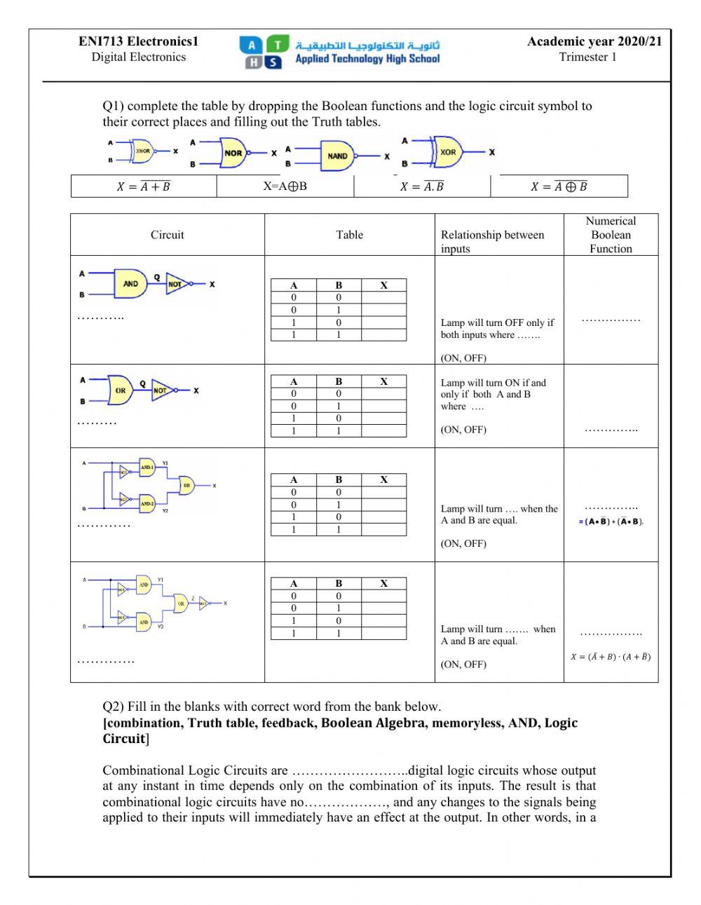 Electronics 1- … | Free Interactive Worksheets | 407526
