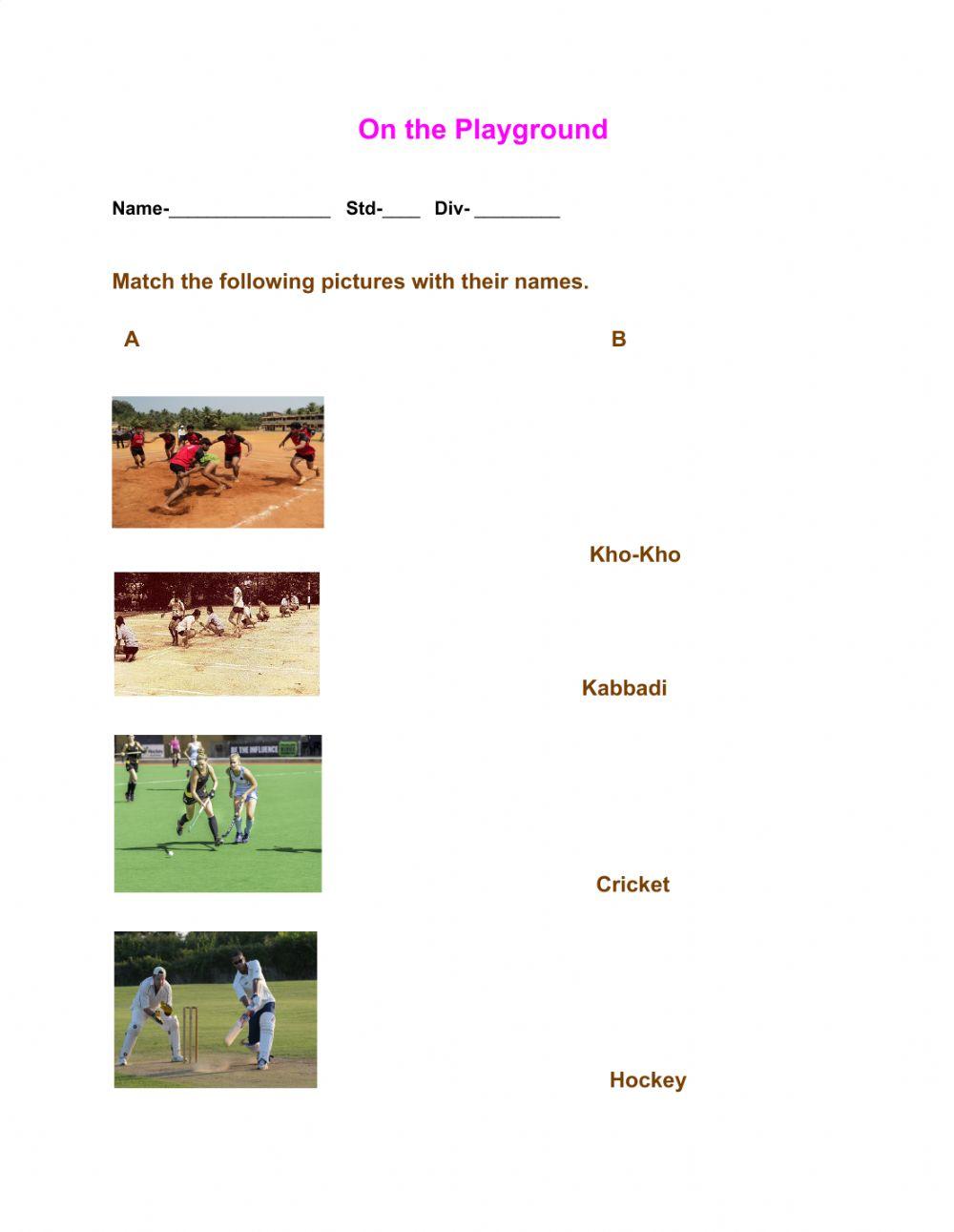 On the Playground interactive worksheet | Live Worksheets