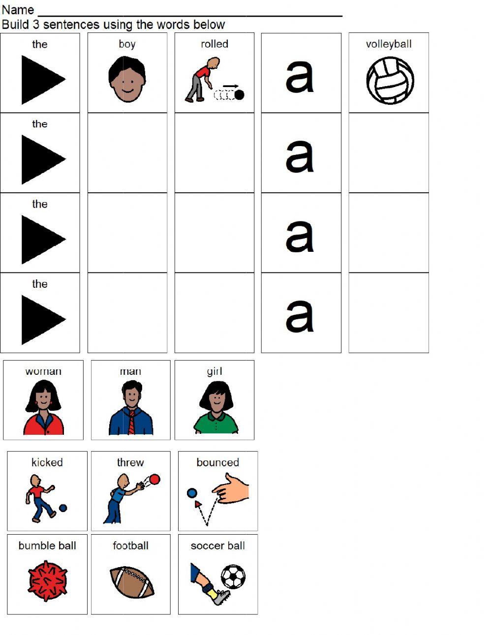 Writing sentenc… | Free Interactive Worksheets | 408041