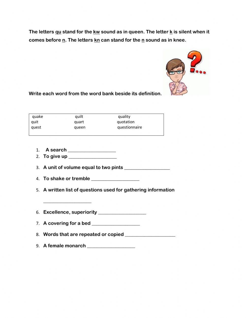 Words With Qu And Kn Worksheet Live Worksheets words-with-qu-and-kn-worksheet-live-worksheets