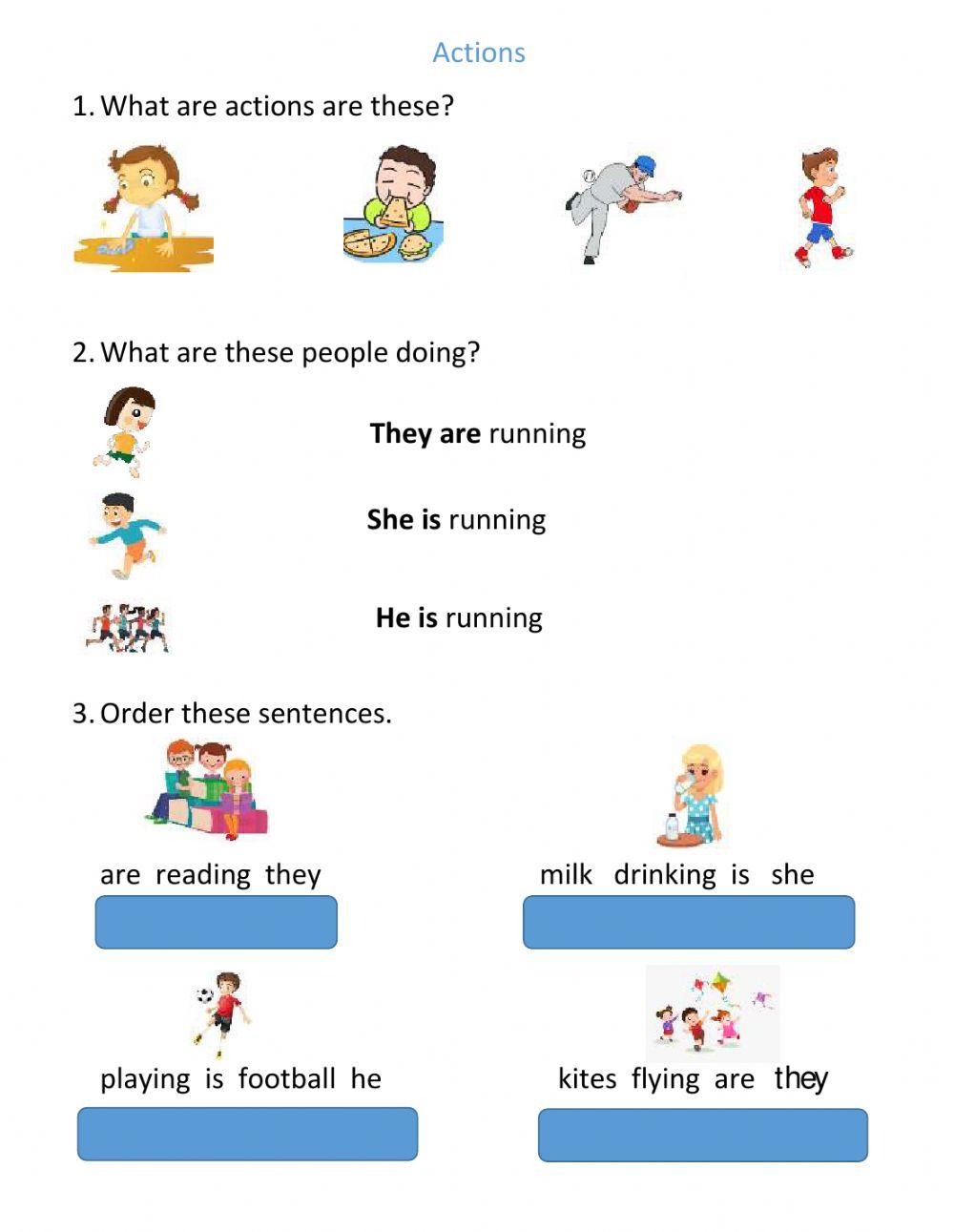 Actions (presen… | Free Interactive Worksheets | 408574