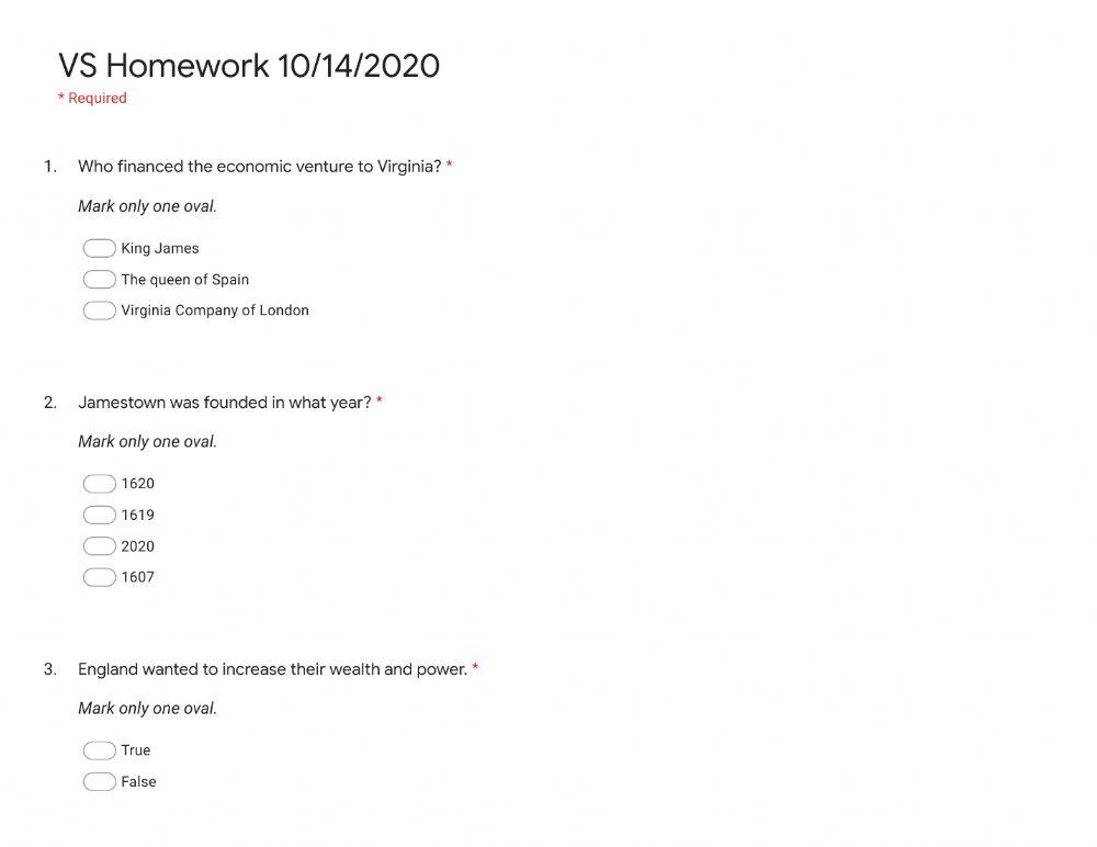 Virginia Studies Homework 10-14 worksheet | Live Worksheets