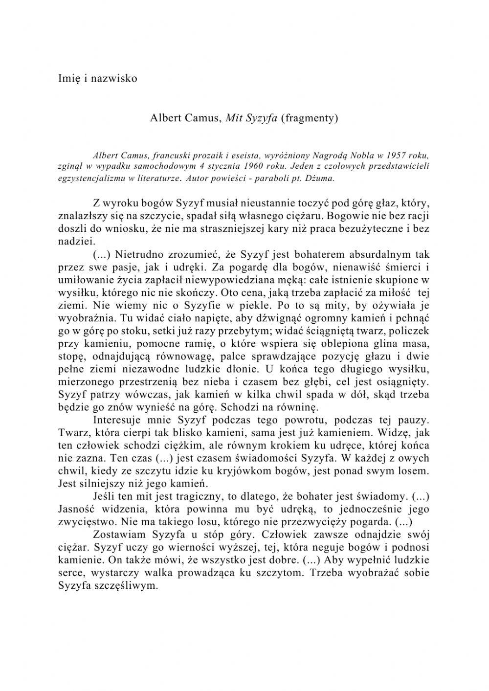 Mit Syzyfa worksheet | Live Worksheets