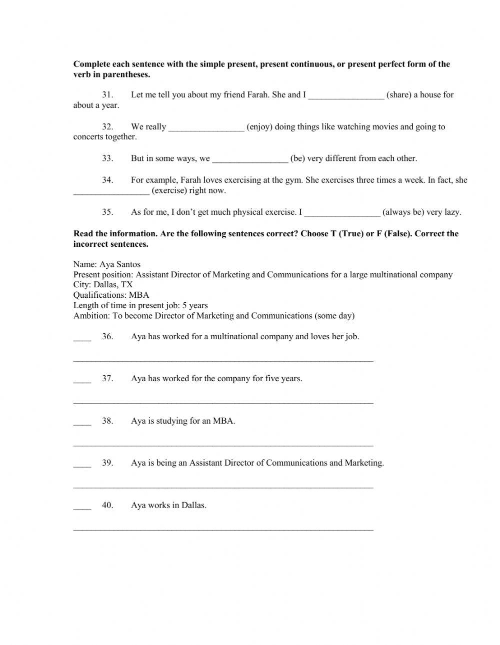 English exam free online activity | Live Worksheets