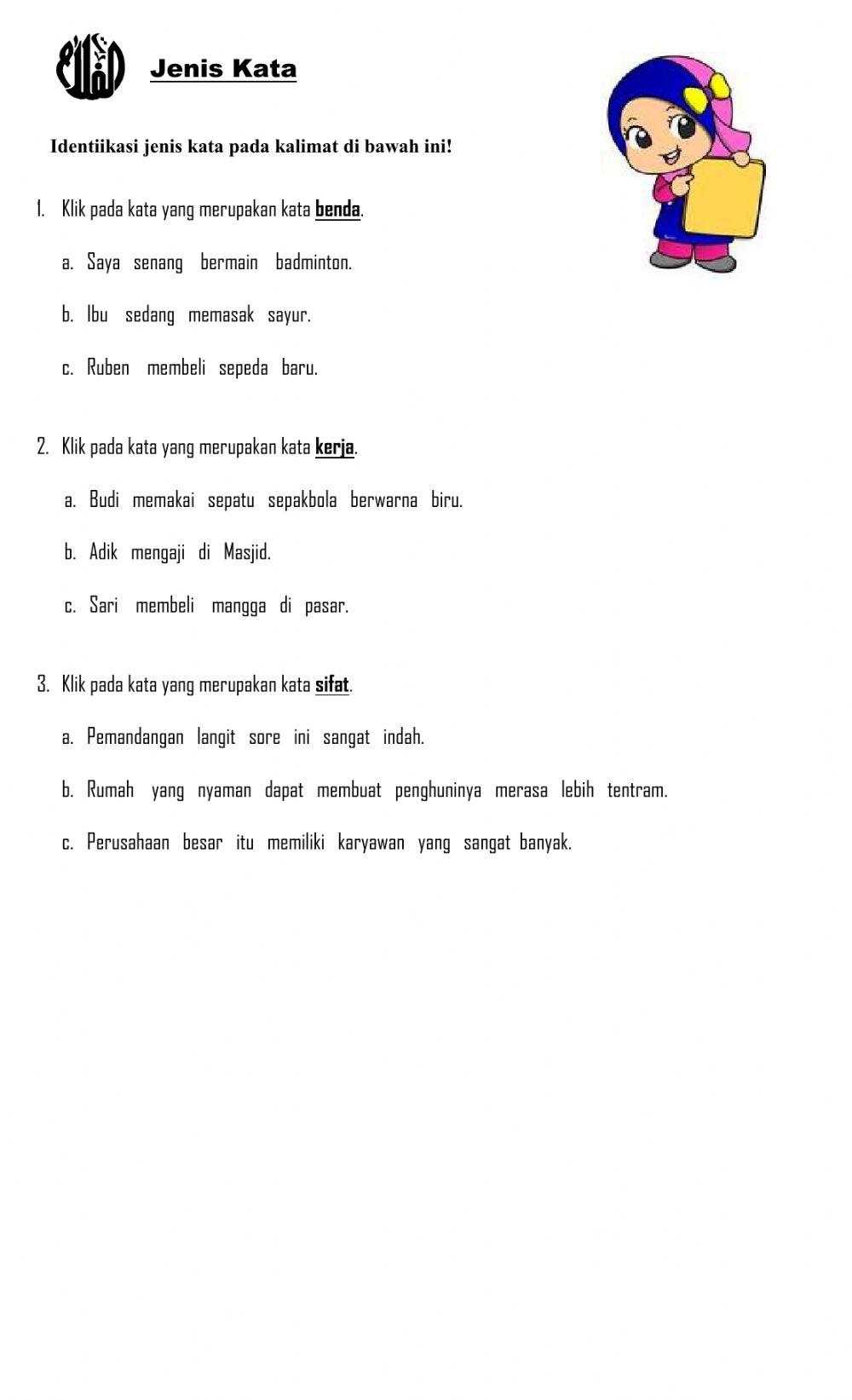 Jenis kata ok worksheet | Live Worksheets