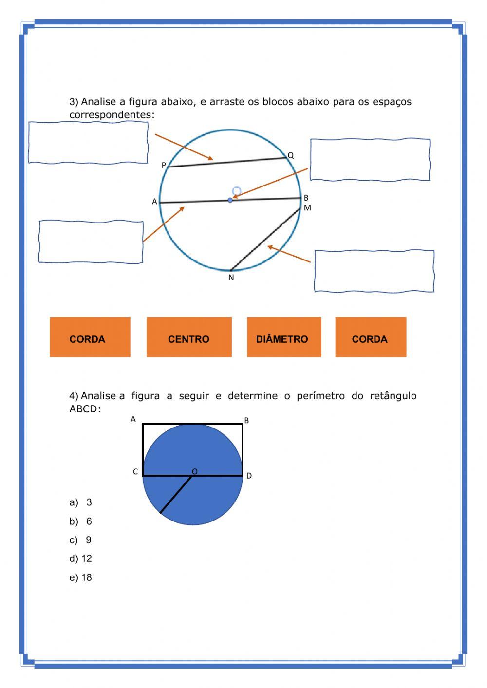 Círculo e Circunferência worksheet | Live Worksheets