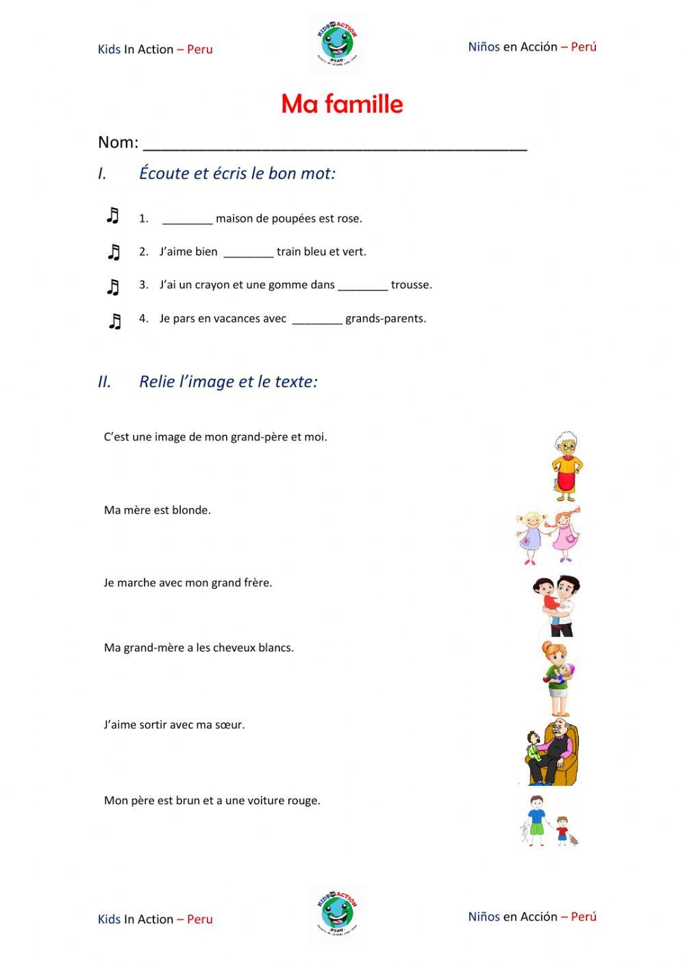 Mon, ma, mes | Free Interactive Worksheets | 409475