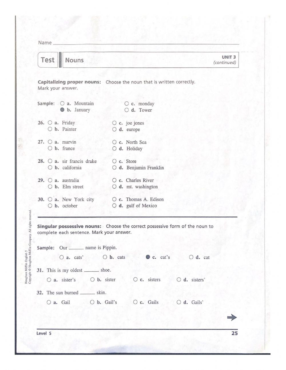 Noun Test online exercise for | Live Worksheets