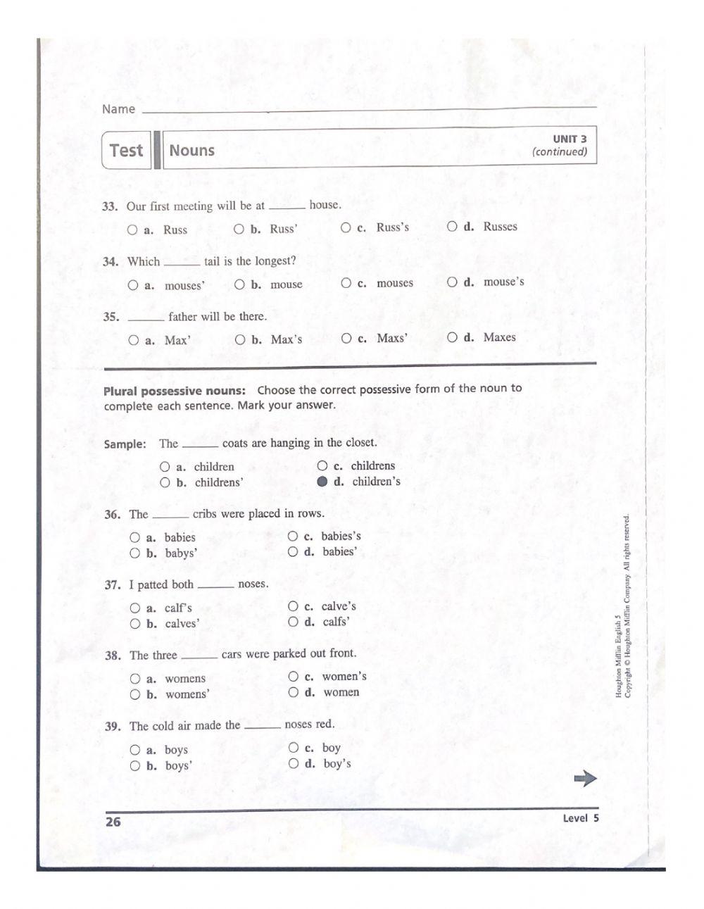 Noun Test online exercise for | Live Worksheets