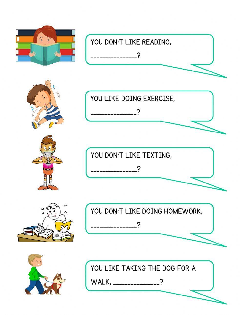 Tag questions | Free Interactive Worksheets | 410205