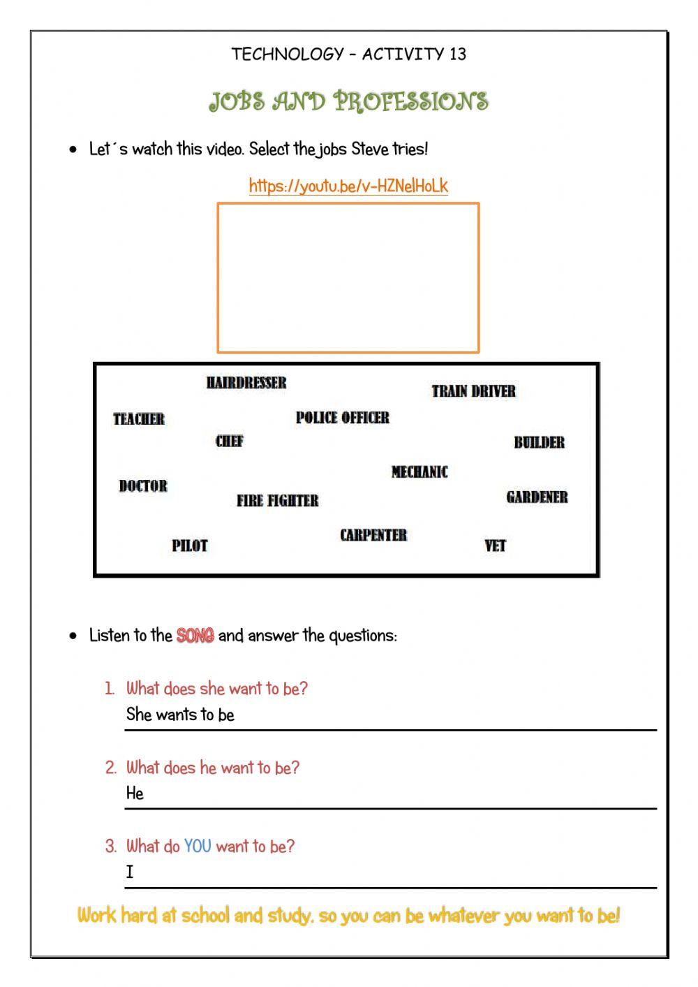 Jobs and professions-4th form worksheet | Live Worksheets