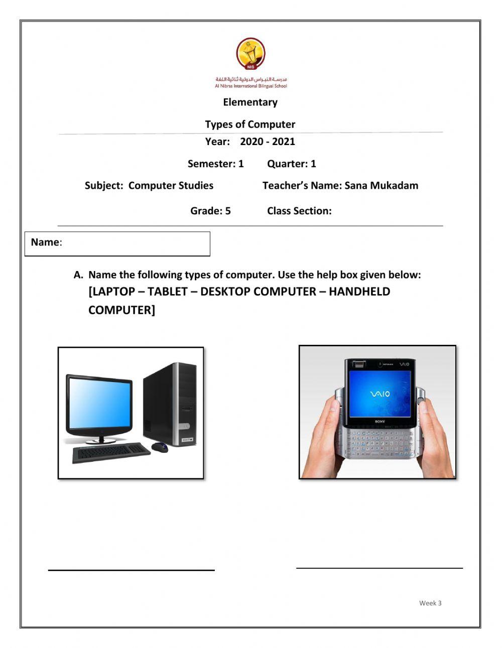 6121657 | Types of Computer (Grade 5) | sana_riyaz